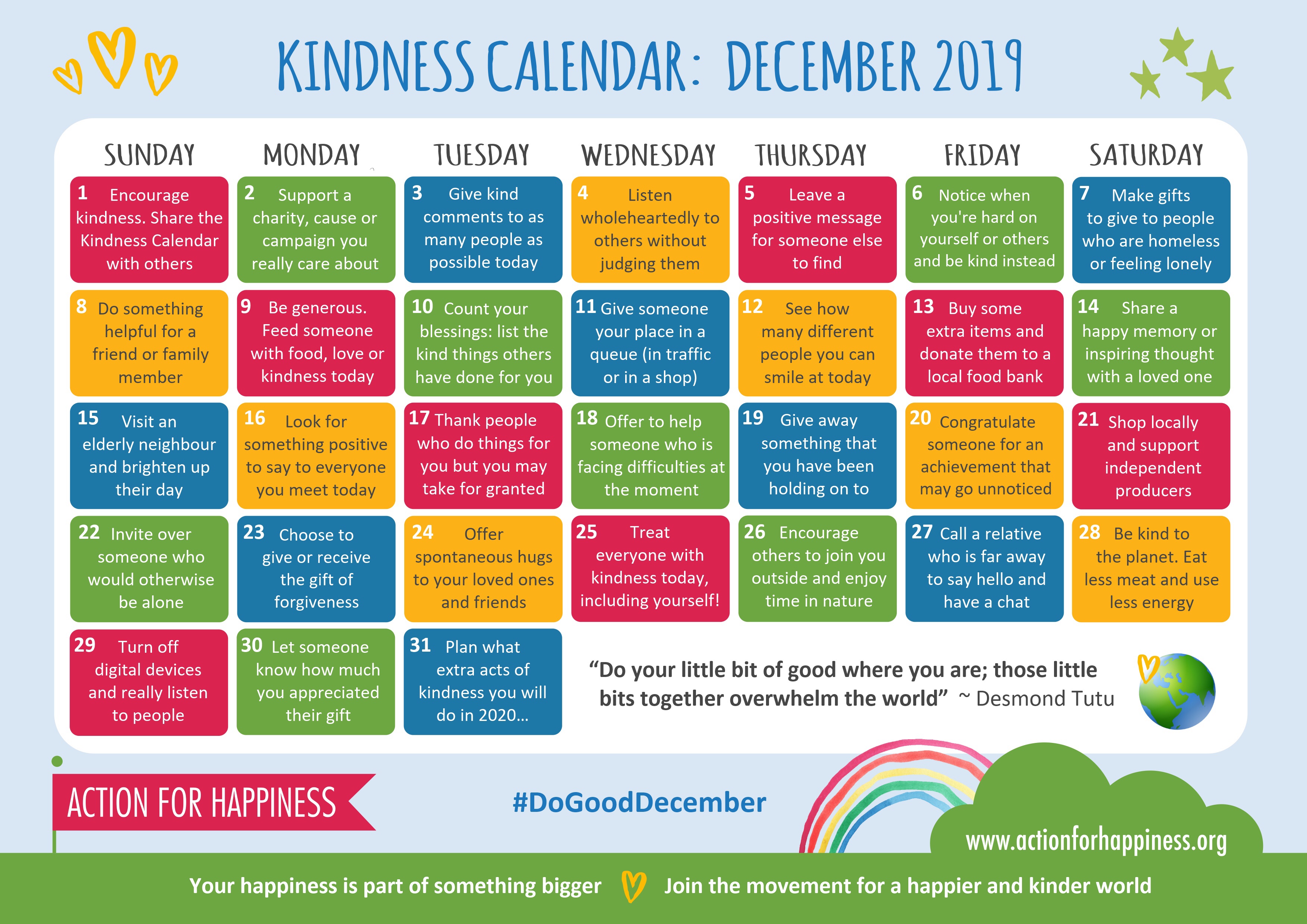 Kindness Calendar – Milton Primary School